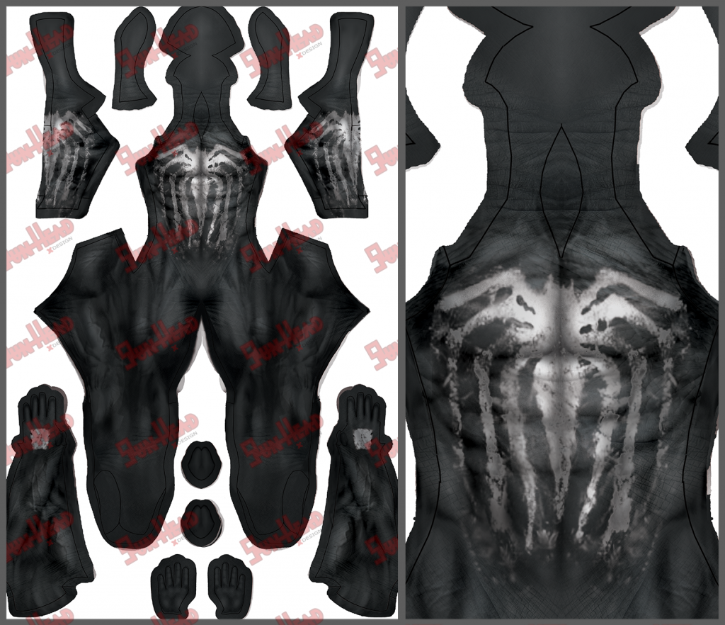 Black Suit Fan Art Pattern - Gun Head Design