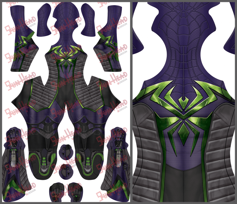 PS5 Miles Purple Reign Suit Pattern – Gun Head Design